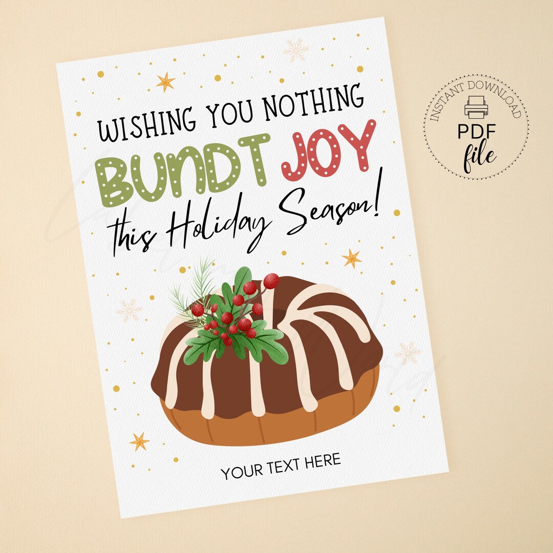 Printable Christmas Bundt Cake Treat Tag, Personalized Wishing You ...