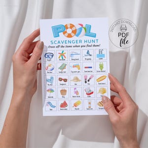 Printable Swimming Pool Scavenger Hunt, Outdoor Treasure Hunt for Kids ...