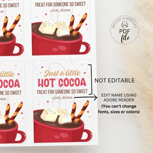 Printable Christmas Hot Chocolate Gift Tag, Personalized Just a Little ...