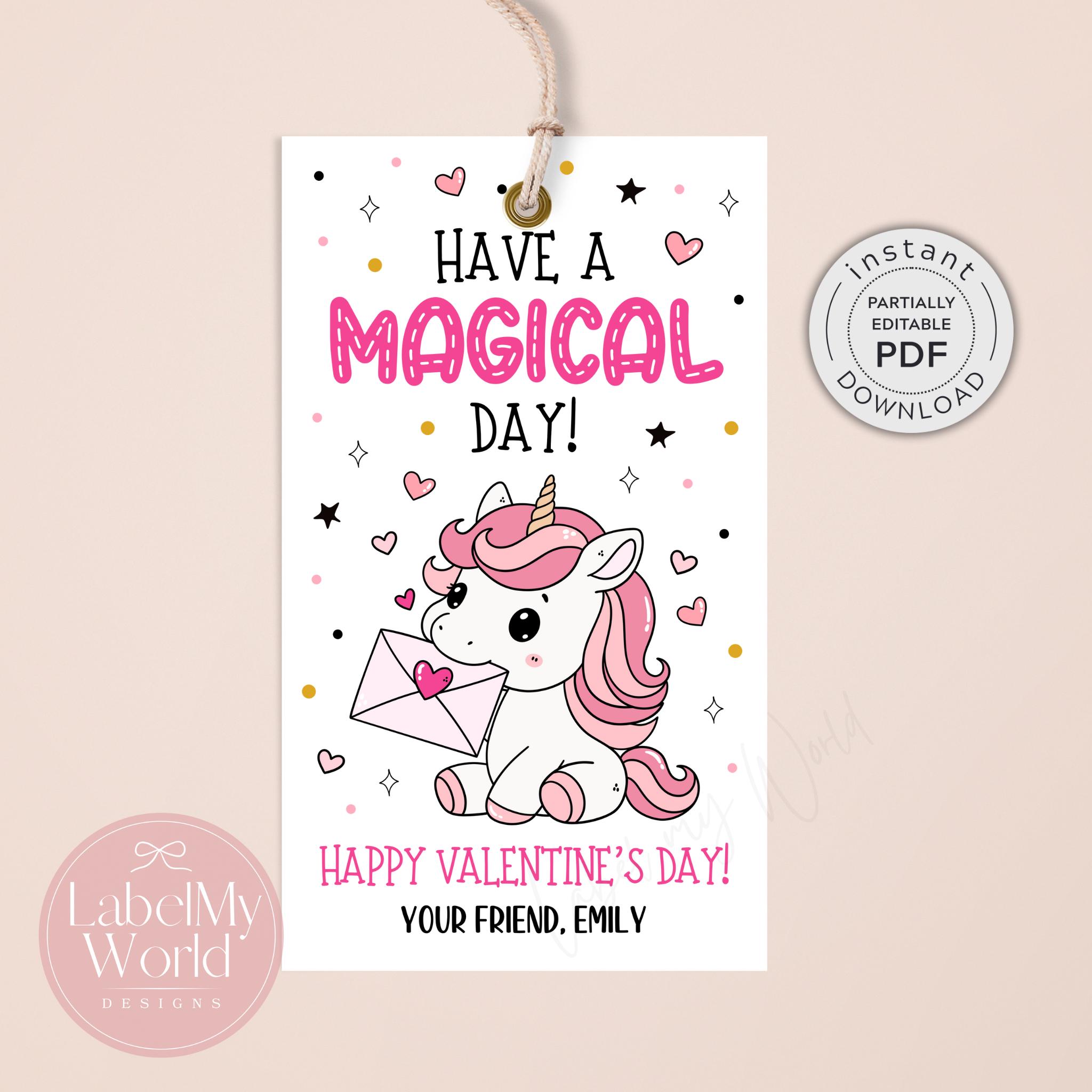 Printable Unicorn Valentine Cards, Classroom Magical Unicorn Valentine ...