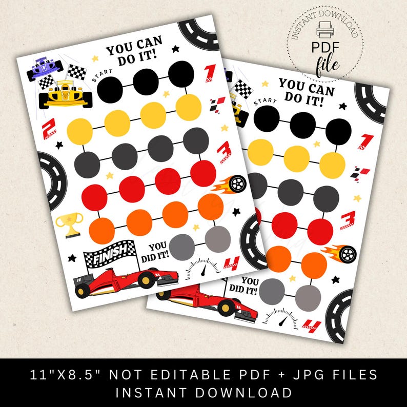 Printable Racing Cars Reward Chart for Kids, Boys Behavior Sticker ...