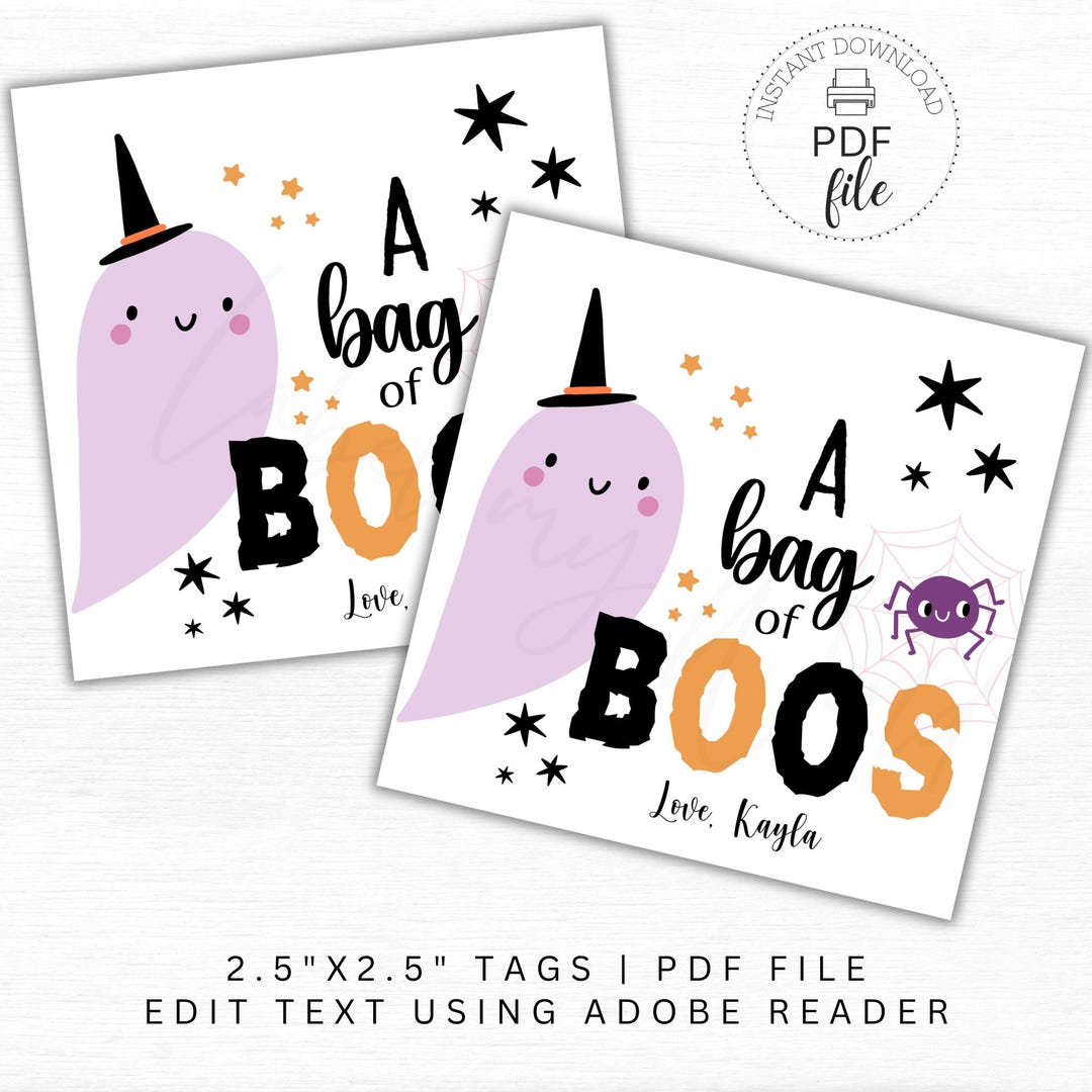 A Bag of Boos Printable Gift Tags | Personalized Halloween Treats/gifts ...