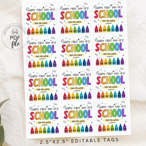Happy First Day of School Tag | Printable Teachers/students/school ...