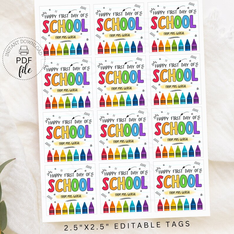 Happy First Day of School Tag | Printable Teachers/students/school ...