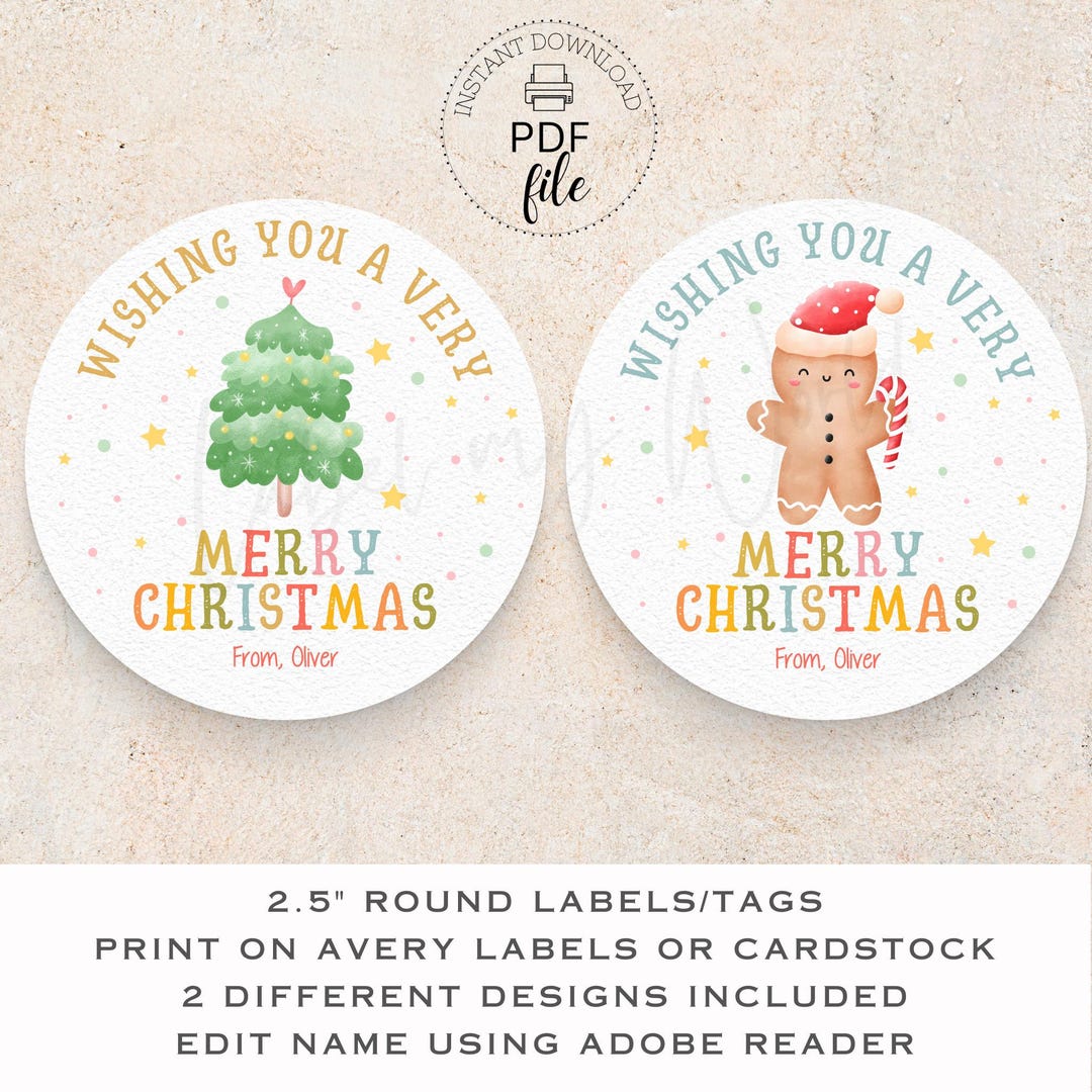 Printable Christmas Stickers, Personalized Wishing You a Very Merry ...