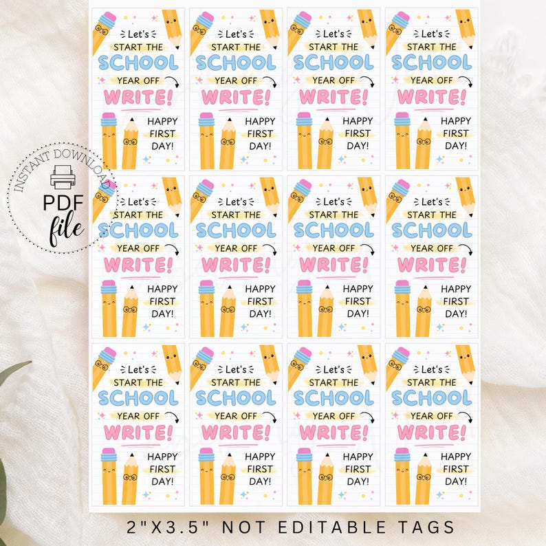 Printable Back to School Pencil Gift Tag, Let's Start the School Year ...