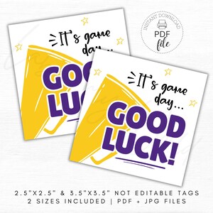 Printable Sports Team Game Day Tag, It's Game Day Good Luck Gift Tags ...