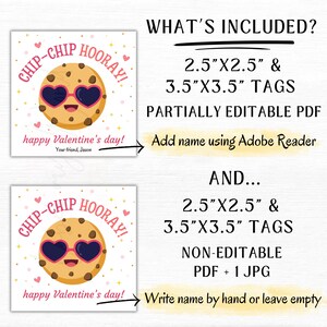 Printable Chip Chip Hooray Valentine Cookie Gift Tag, Personalized ...