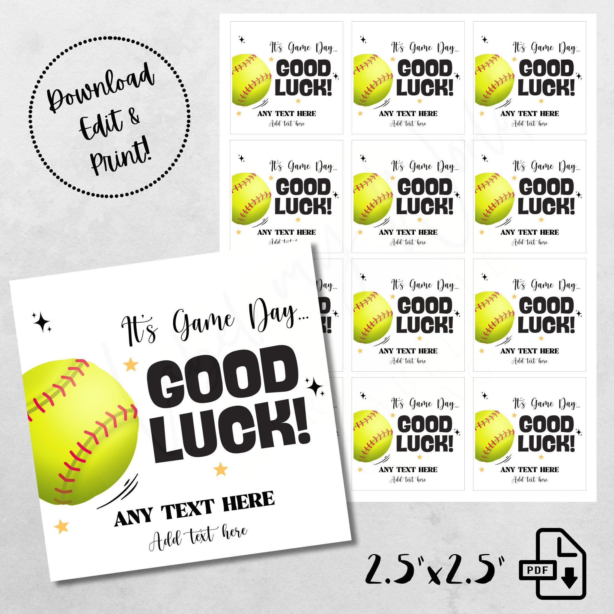 Softball Good Luck Printable Tags | Personalized Cheer Team Gift Tag ...