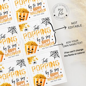 Printable/editable Just Popping by to Say Happy Halloween Gift Tags ...