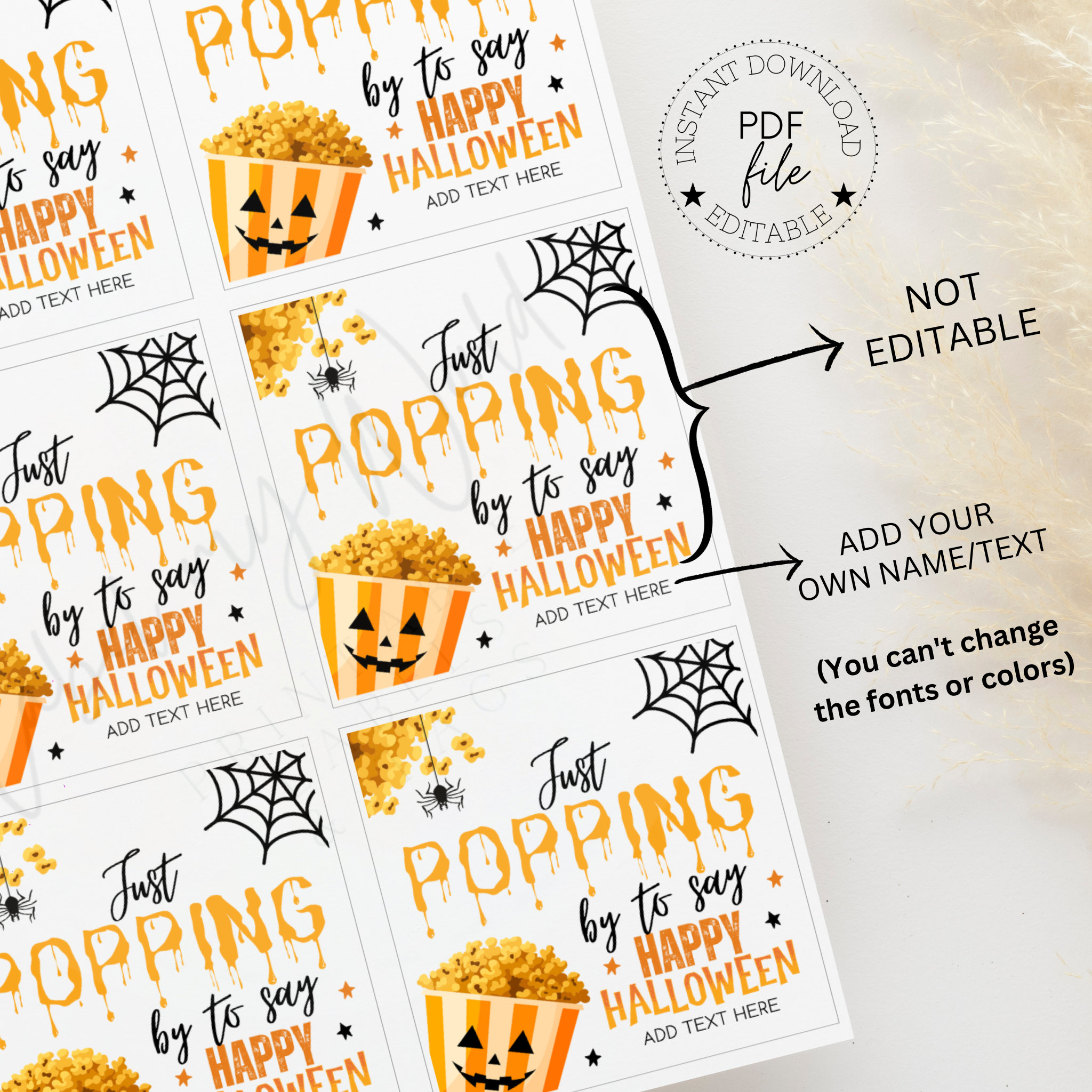 Printable/editable Just Popping by to Say Happy Halloween Gift - Etsy