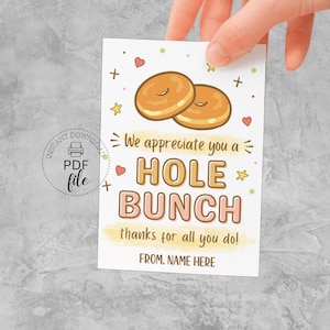 Printable Employee Donut Appreciation Gift Tag, We Appreciate You a ...