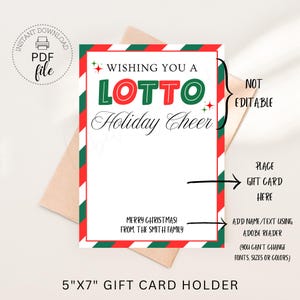 Printable Christmas Lottery Ticket Holder, Wishing You a LOTTO Holiday ...