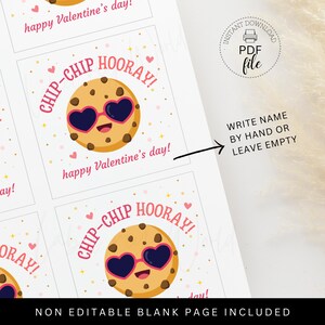 Printable Chip Chip Hooray Valentine Cookie Gift Tag, Personalized ...