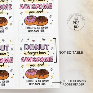Printable Appreciation Donut Tag, Donut Forget How Awesome You Are ...