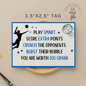 Printable Volleyball Candy Treats Tag Good Luck Volleyball Gift Tag ...