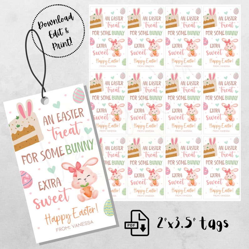 Easter Treat Gift Tag | Printable Happy Easter Favor Tag | Personalized ...