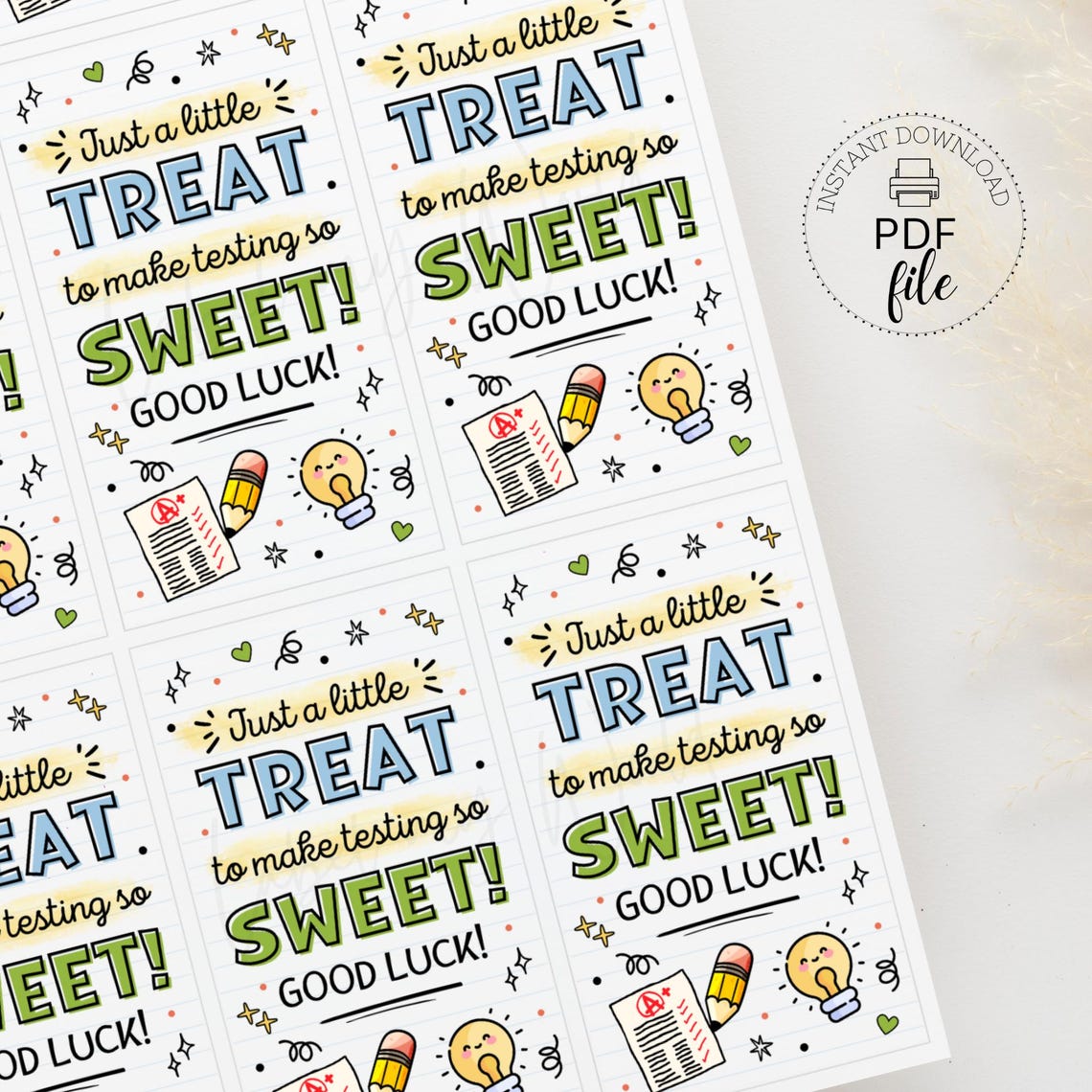 Printable School Testing Day Treat Tag, Classroom Teacher Just a Little ...
