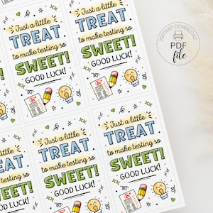 Printable School Testing Day Treat Tag, Classroom Teacher Just a Little ...