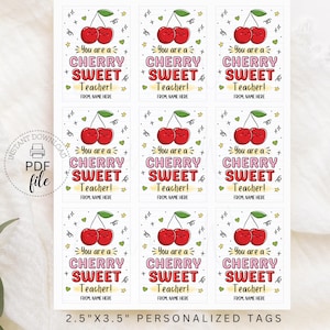 Printable Teacher Appreciation Fruit Gift Tag, You're a Cherry Sweet ...