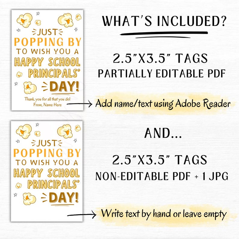 Printable School Principal Gift Tag, Personalized Just Popping by to ...