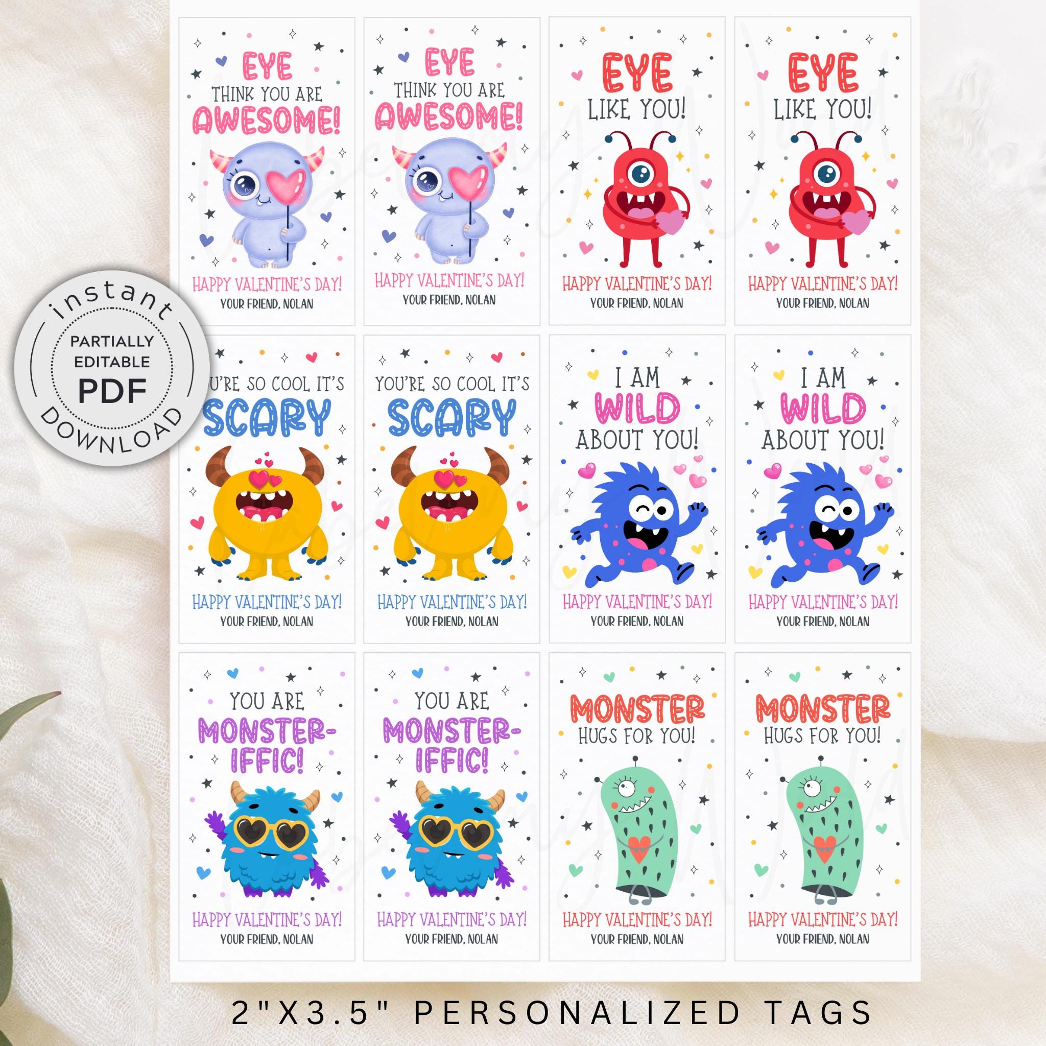 Printable Monster Valentine Cards, Classroom Monster Valentine's Day ...