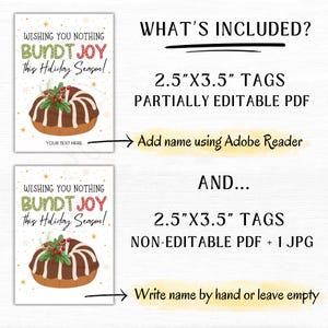 Printable Christmas Bundt Cake Treat Tag, Personalized Wishing You ...