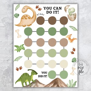 Printable Dinosaur Reward Chart for Kids, Boys Behavior Sticker Chart ...