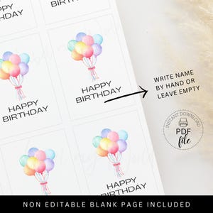 Printable Happy Birthday Gift Tags, Personalized 2.5"x3.5" Rainbow ...
