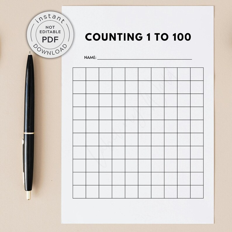 Printable Counting to 100 Worksheets, 100 Days of School Activity (PDF ...