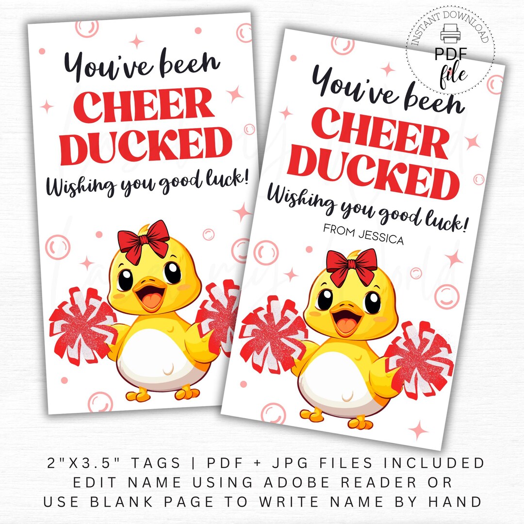 Printable Cheer Duck Tag, Personalized You've Been Cheer Ducked Good ...