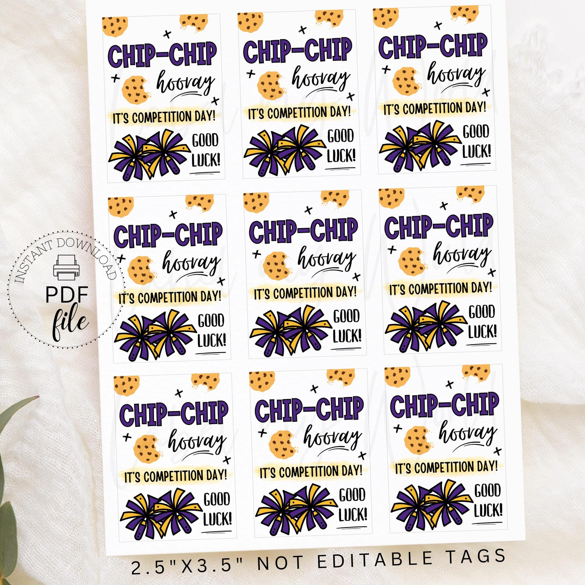Printable Cookie Treat Tag, Chip Chip Hooray It's Competition Day Good ...