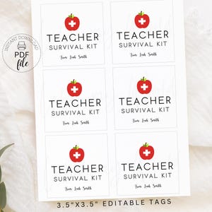 Teacher Survival Kit Tag | Printable Teacher Back to School Favor Tags ...