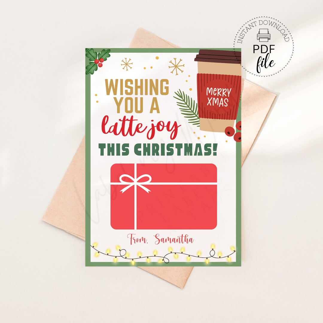 Printable Christmas Coffee Gift Card Holder Template | Wishing You A ...