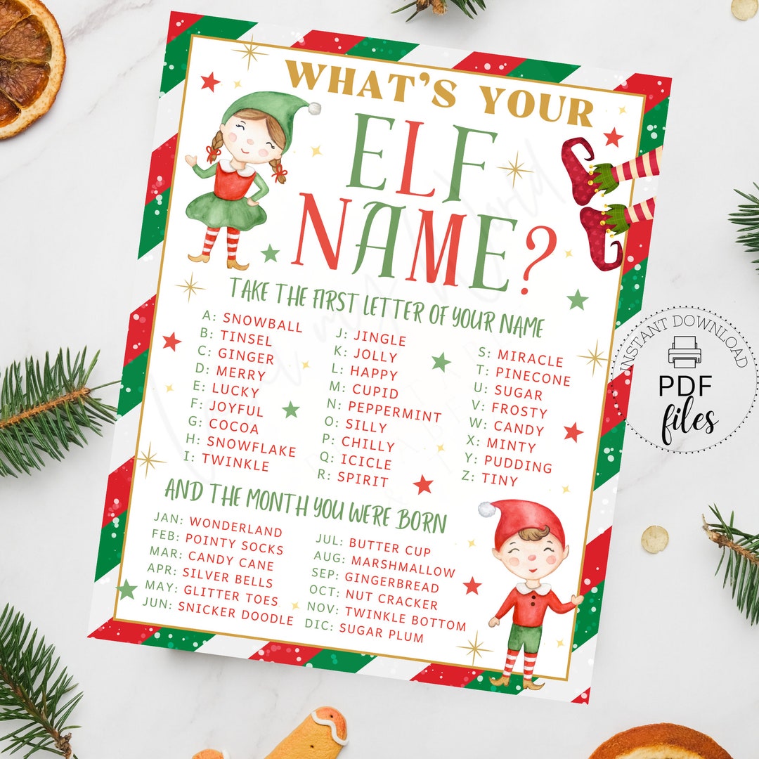 Printable What's Your Elf Name? Game | Christmas Game Sign 8"x10 ...