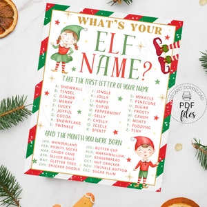 Printable What's Your Elf Name? Game | Christmas Game Sign 8"x10 ...