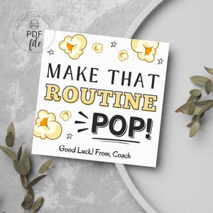 Printable Popcorn Good Luck Gift Tag, Make That Routine Pop ...