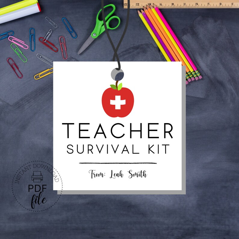 Teacher Survival Kit Tag Printable Teacher Back to School - Etsy