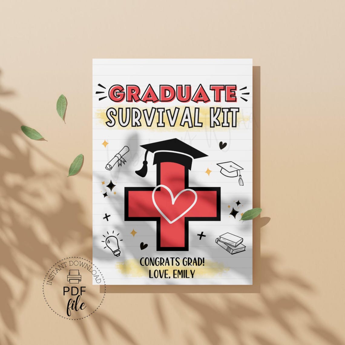 Printable Graduate & College Survival Kit Tag, High School/college Grad ...