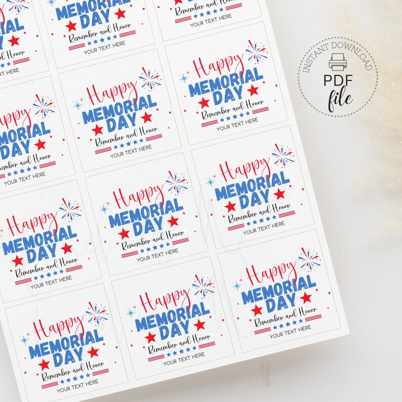Happy Memorial Day Military Appreciation Favor Tag, Remember & Honor ...