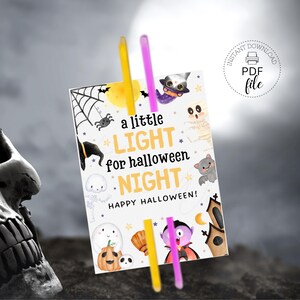 Printable Halloween Glow Stick Holder Tags, A Little Light for ...