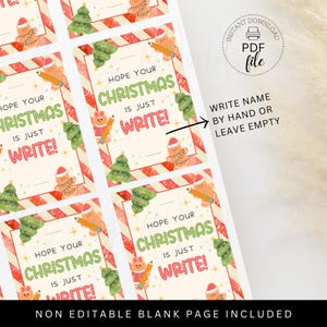 Printable Christmas Pencil Tag, Hope Your Christmas is Just Write ...
