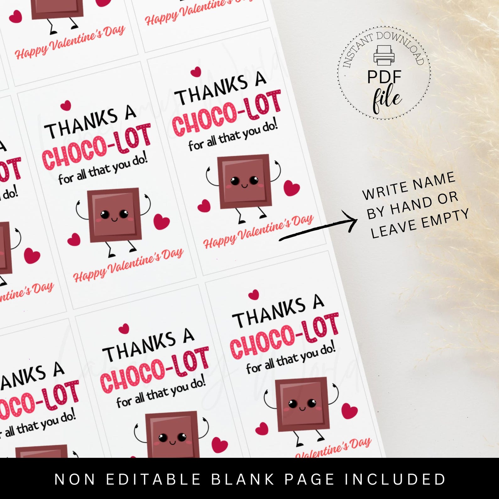 Printable Thanks a Choco-lot for All That You Do Gift Tag, Personalized ...