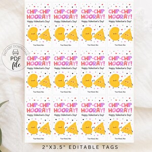 Printable Chip Chip Hooray Happy Valentines Day Gift Tag, Personalized ...