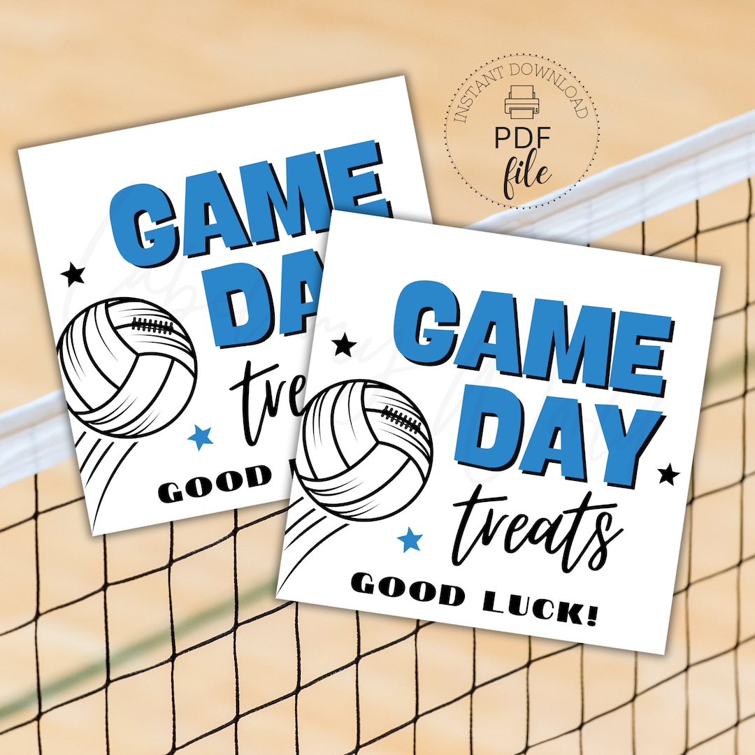 Printable Volleyball Game Day Tags | Game Day Treats Good Luck Gift Tag ...