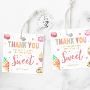 Printable Thank You Birthday Party Favor Tag | Personalized Thanks for ...