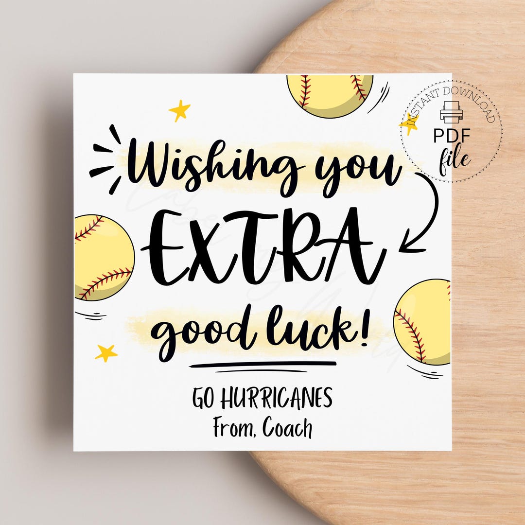 Printable Softball Gum Gift Tag, Wishing You Extra Good Luck ...