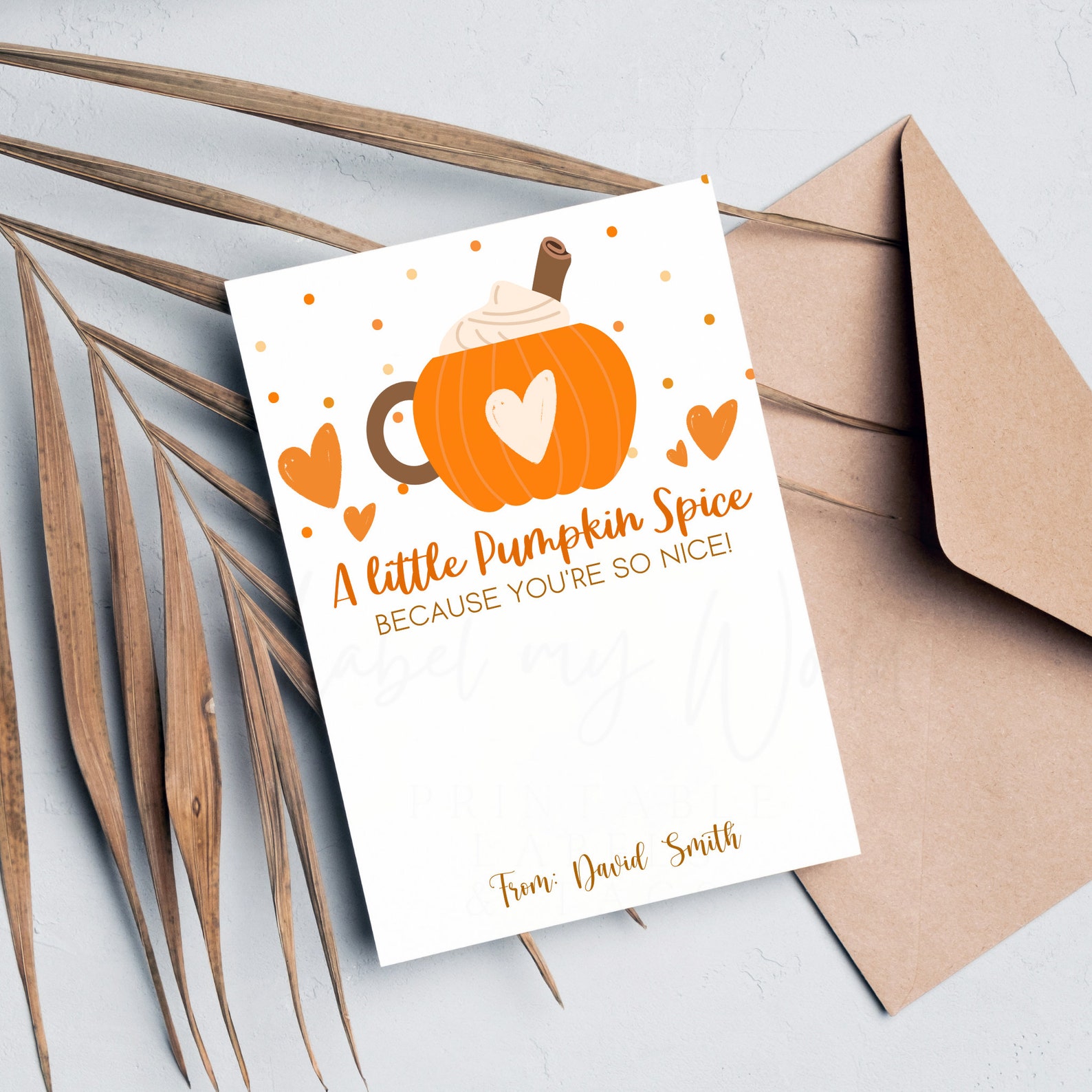Pumpkin Spice Gift Card Holder Template | Printable Thank You Coffee ...