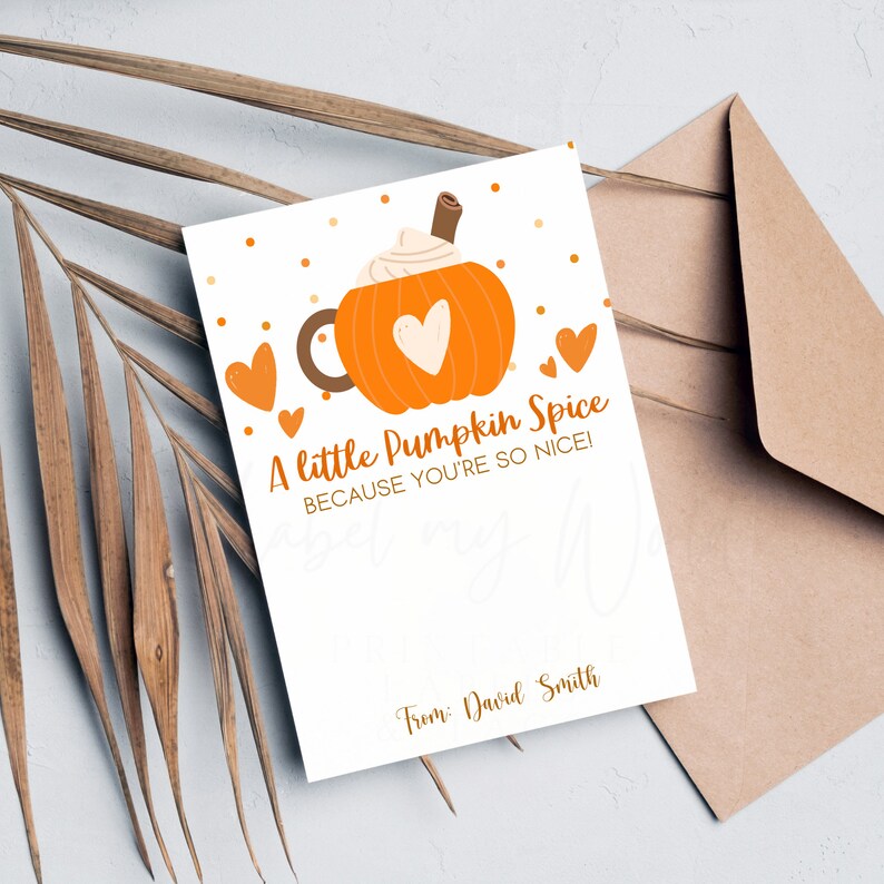 Pumpkin Spice Gift Card Holder Template | Printable Thank You Coffee ...