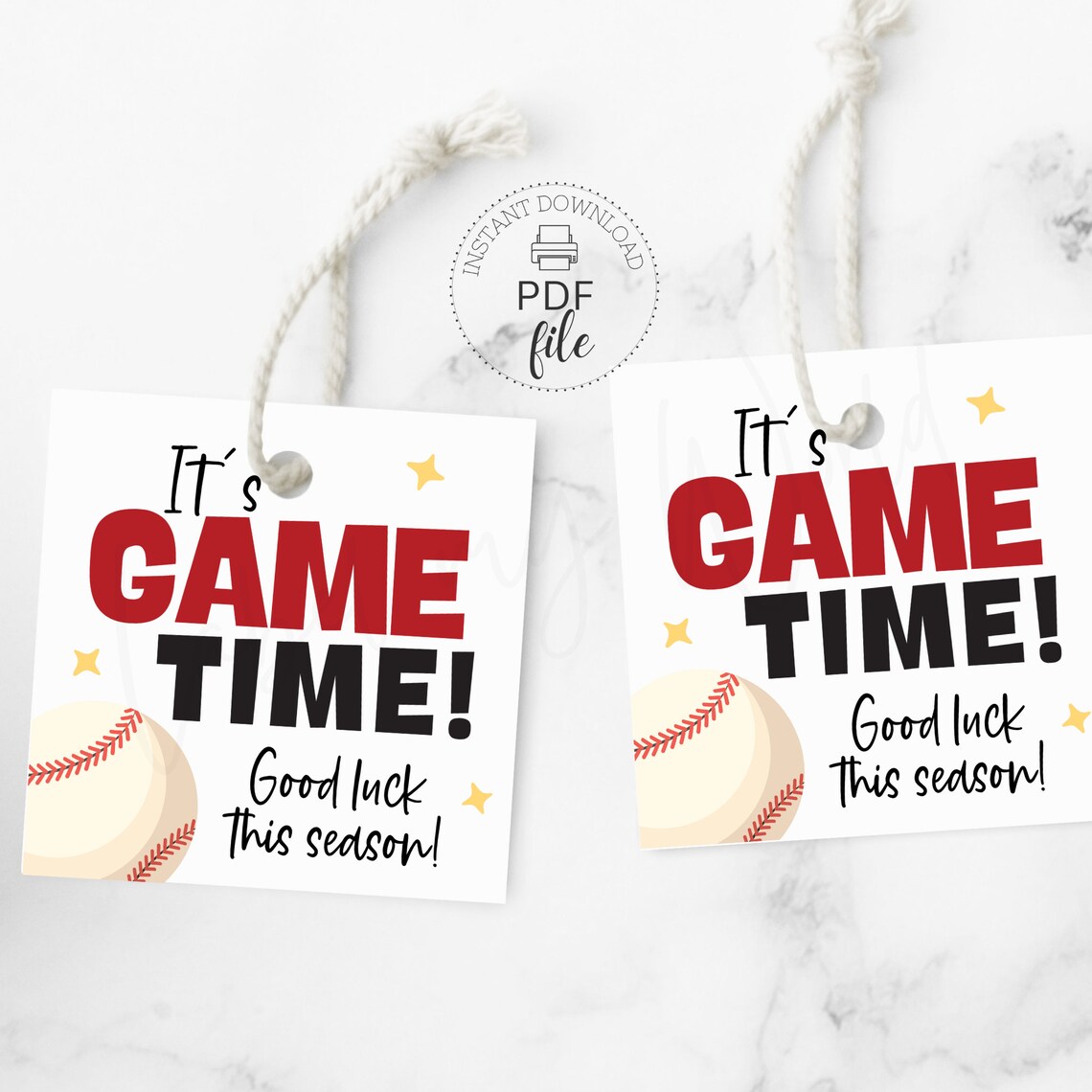 Baseball Good Luck This Season Tag, Printable It's Game Time Gift Tag ...